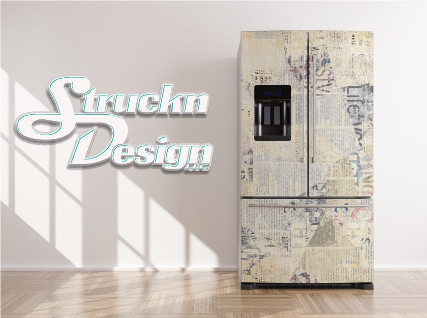 Vintage Aged Paper Newspaper Texture Beige Refrigerator Fridge Freezer ...
