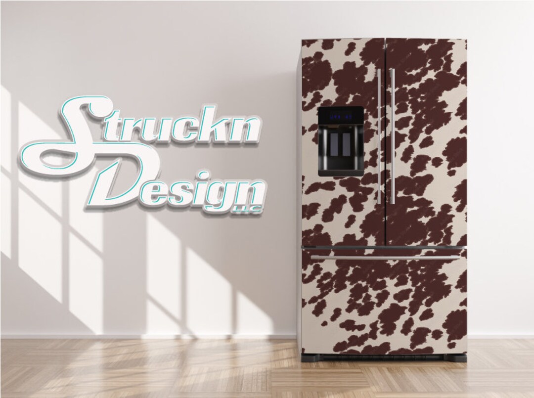 Western Farmhouse Cow Horse Spots Brown White Refrigerator Fridge ...