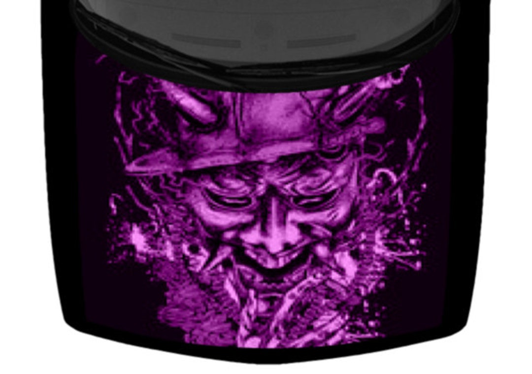 Bright Violet Japanese Hannya Mask Colorful Demon Truck Car Hood Wrap ...