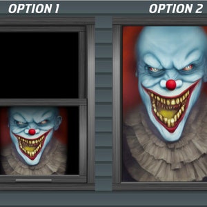 Laughing Clown Face Creepy Scary Horror Window Backlit Wall Backdrop ...