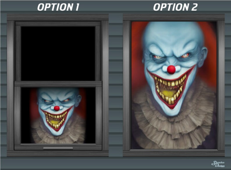 Laughing Clown Face Creepy Scary Horror Window Backlit Wall Backdrop ...