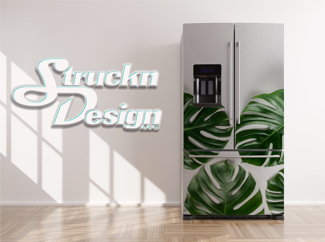 Realistic Tropical Monstera Leaf Plant Refrigerator Fridge Freezer Wrap ...