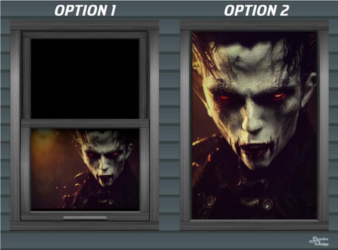 Bloodthirsty Male Vampire Horror Window Backlit Wall Backdrop Banner ...