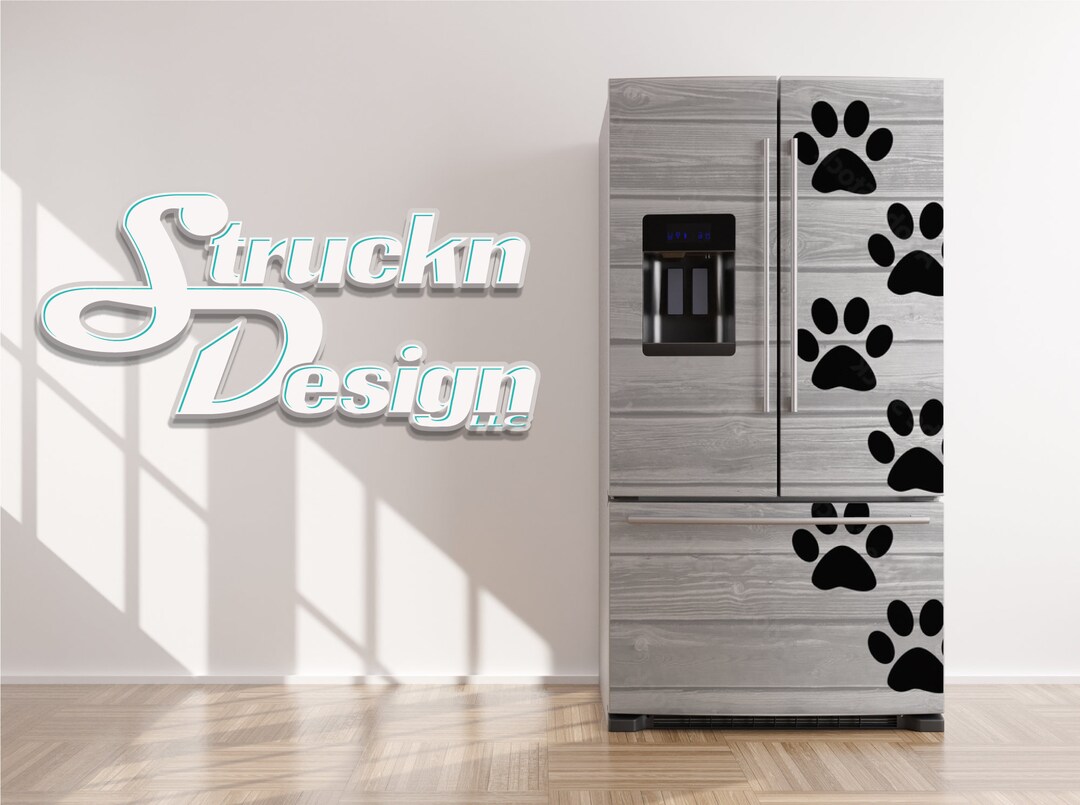 Rustic Wood Planks Paw Print Dog Cat Refrigerator Fridge Freezer Wrap ...