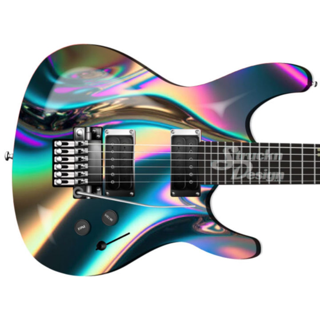Metallic Rainbow Holographic Gold Guitar Bass Metal Vinyl Wrap Skin ...