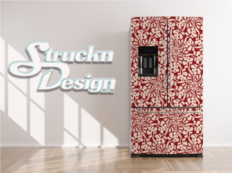 Flower Like Red White Pattern Refrigerator Fridge Freezer Wrap Side by ...
