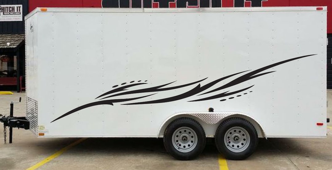 Wavy Flames Stripes Side Trailer RV Vehicle Grunge Vinyl Graphic Decal ...