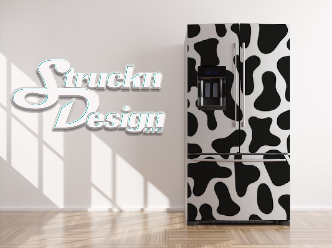 Cow Print Farmhouse Spots Dalmatian Black Refrigerator Fridge Freezer ...