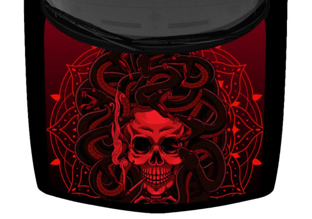 Dark Red Medusa Snake Skull Black Car Pickup Truck Hood Wrap - Etsy