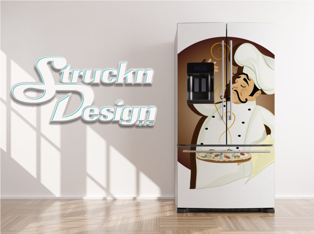 Italian Chef Cook Tuscan Brown White Refrigerator Fridge Freezer Wrap ...