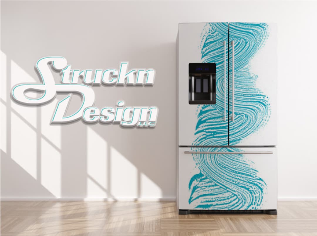 Abstract Texture Artistic Art Deco Teal Soap Refrigerator Fridge ...