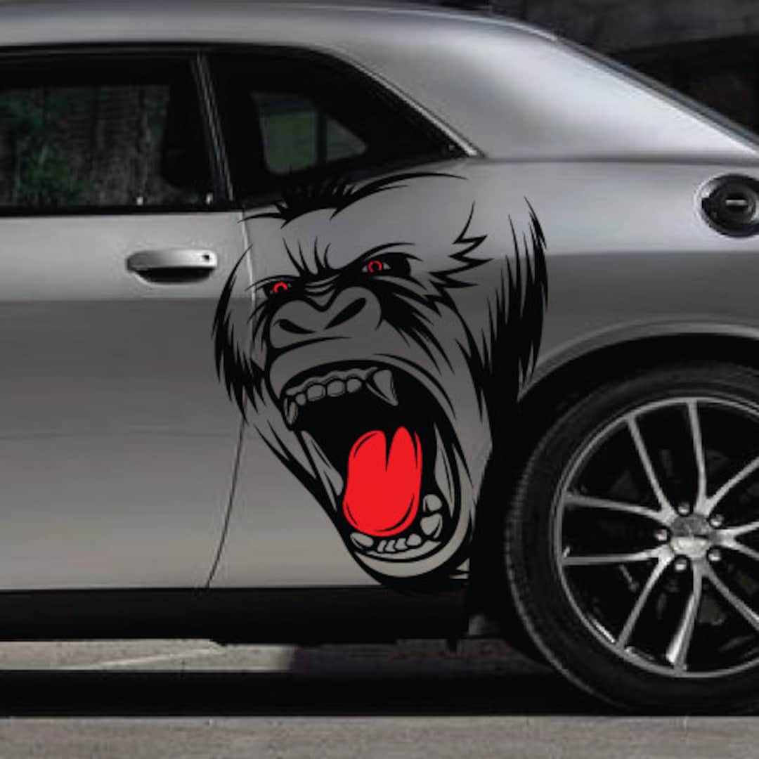 INCLUDES Both Sides - Angry King Kong Gorilla Large Grunge Vinyl Decal ...
