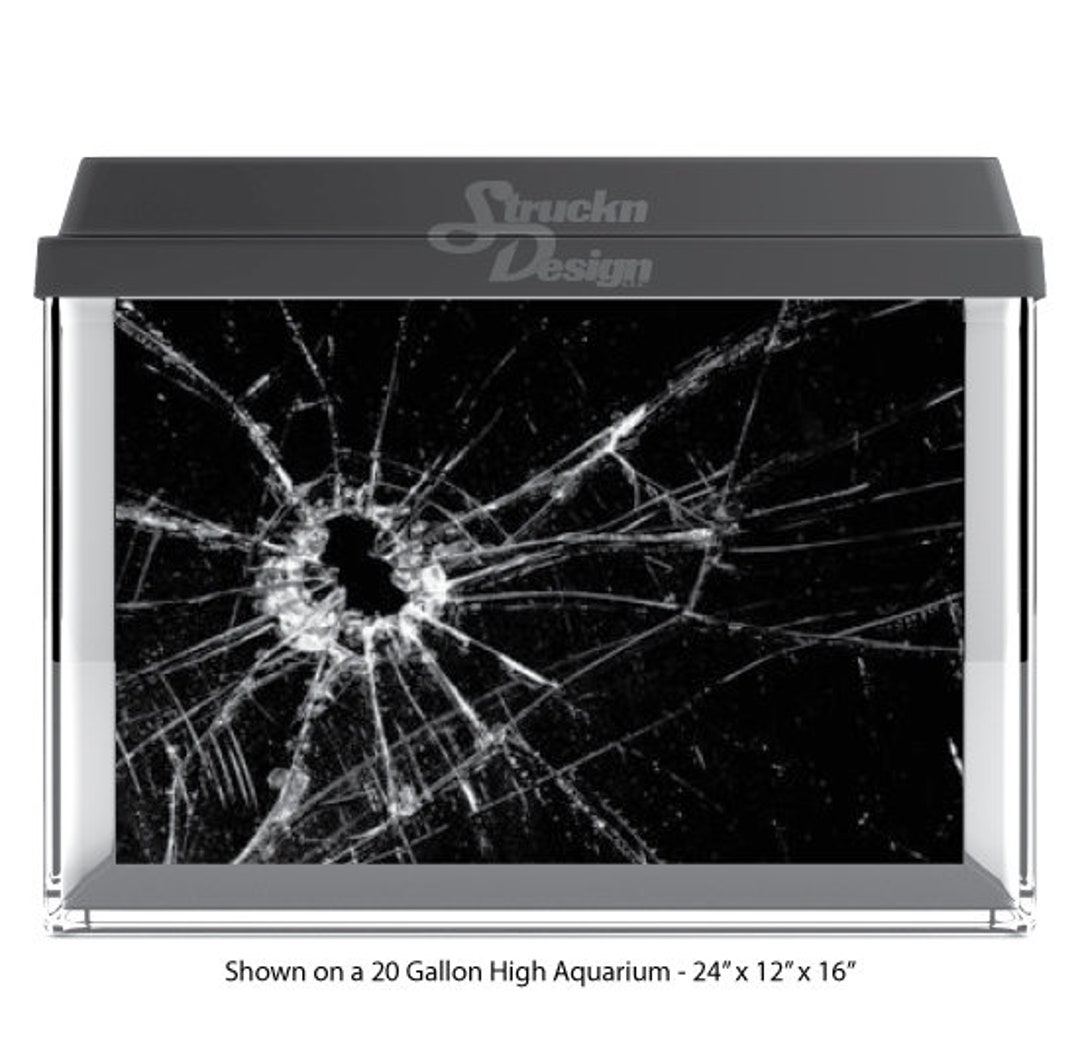 Black Glass Shatter Break Underwater Water 10mil Polyester Fish Tank ...