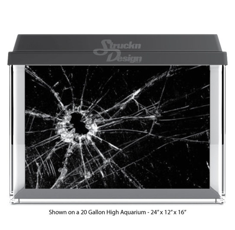 Black Glass Shatter Break Underwater Water 10mil Polyester Fish Tank ...
