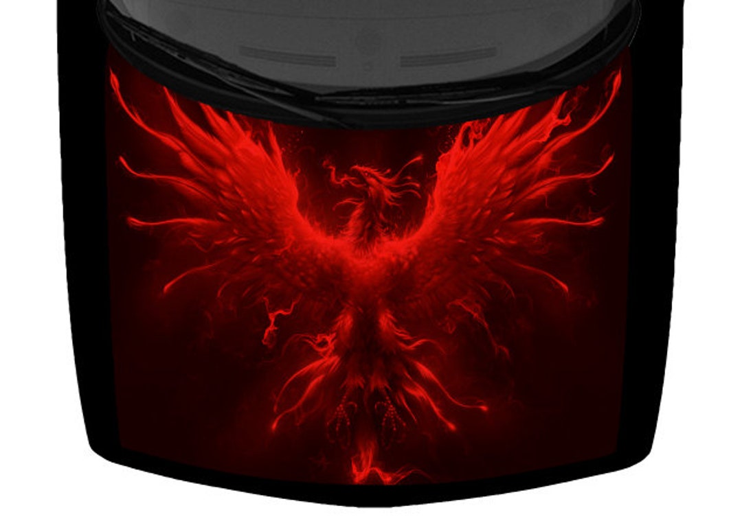 Dark Red Phoenix Burning Bird Design Black SUV Van Car Pickup Truck ...