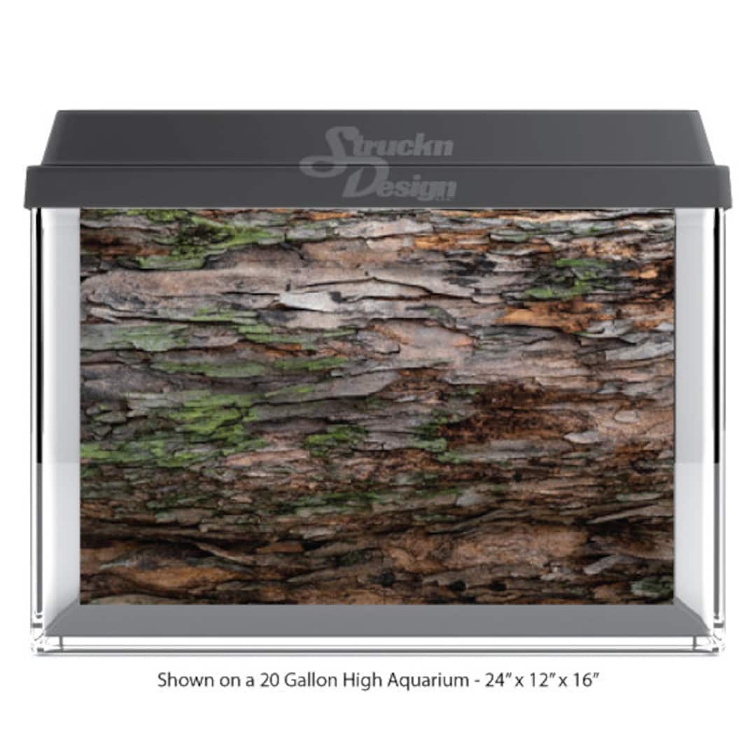 Realistic Tree Bark Mossy Forest Texture 10mil Polyester Aquarium Tank ...