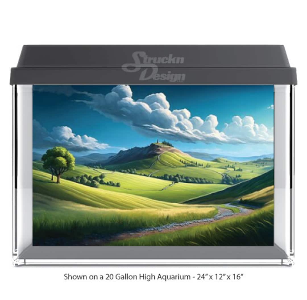 Landscape Fields Clouds Blue Sky Trees River Green 10mil Polyester ...
