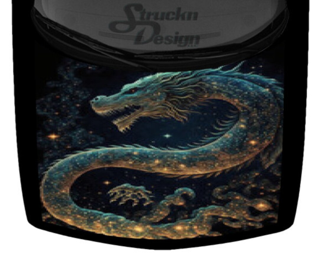 Green Sparky Waved Snake Dragon Design Black SUV Van Car Pickup Truck ...