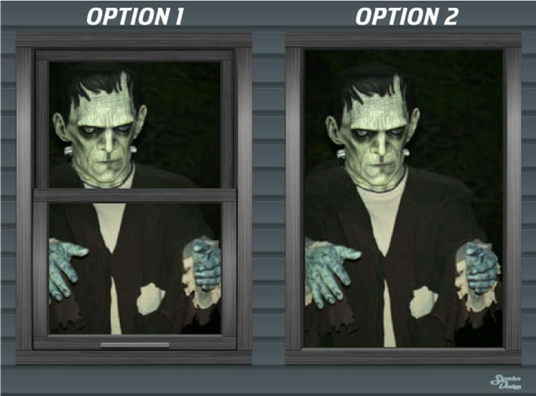 Frankenstein Monster Scary Creepy Window Backlit Wall Backdrop Banner ...