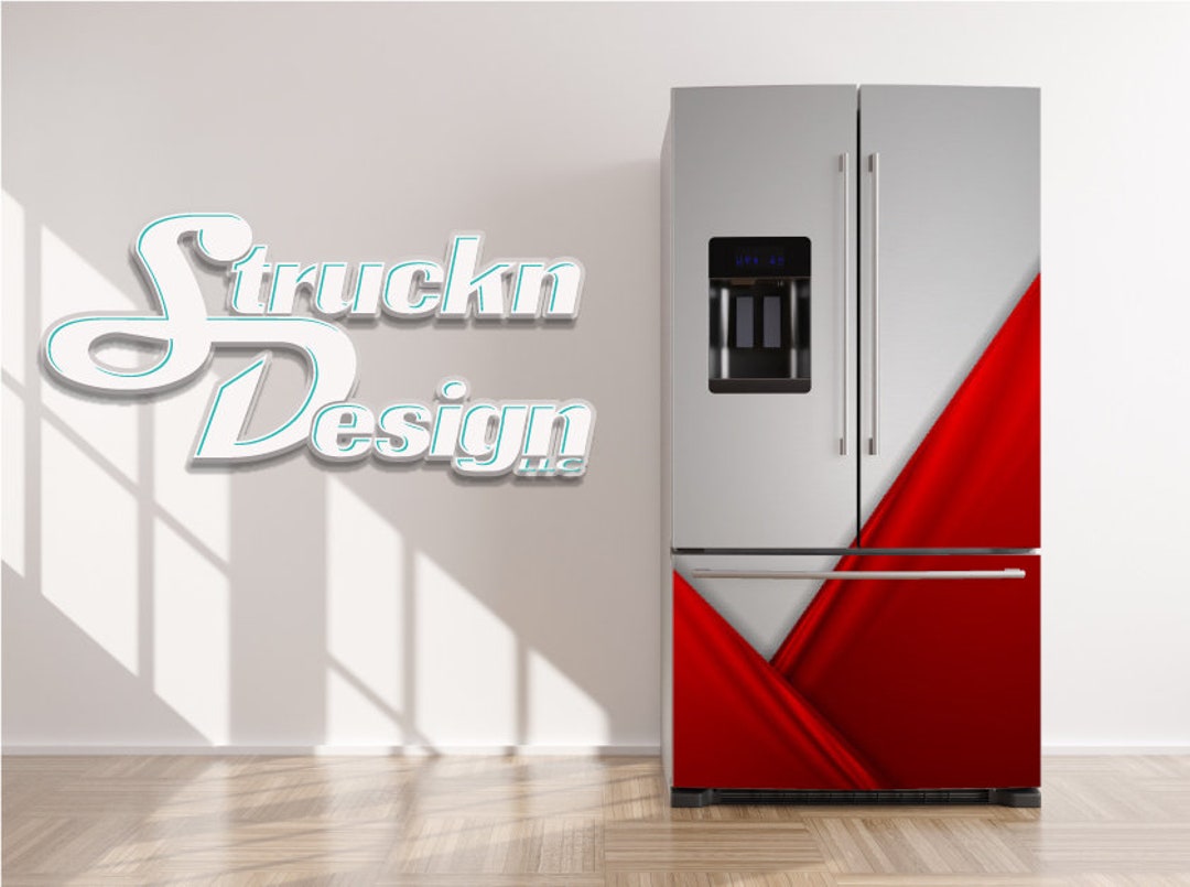 Red White Smooth Overlapping Triangle Refrigerator Fridge Freezer Wrap ...