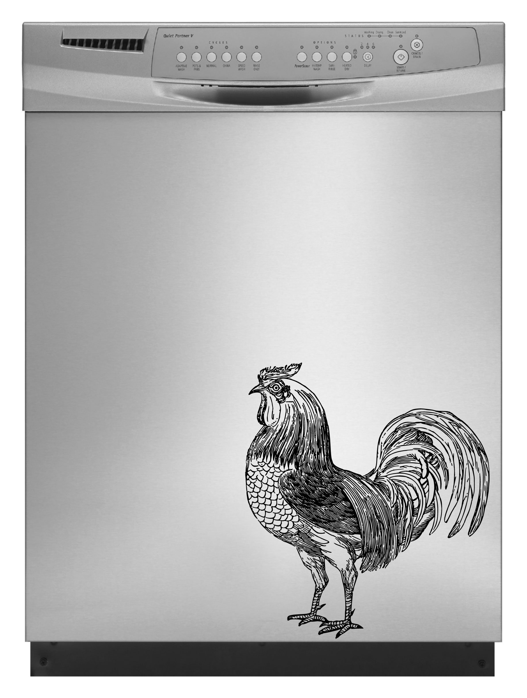 Rooster Hen Chicken Farm Design Decal Sticker Dishwasher Refrigerator ...