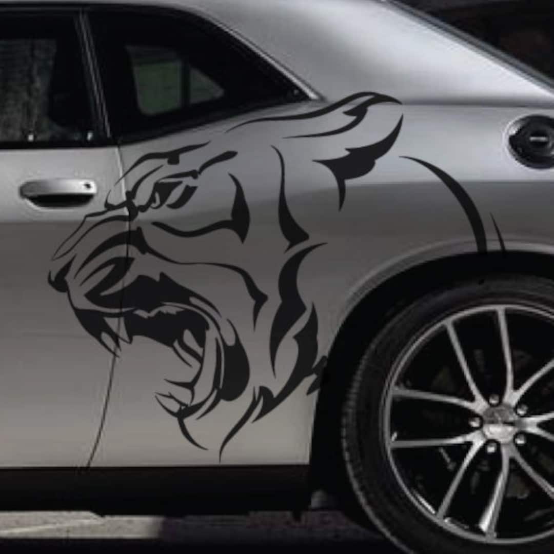Panther Jaguar Fits Dodge Challenger Teeth Angry Tattoo Grunge Design ...