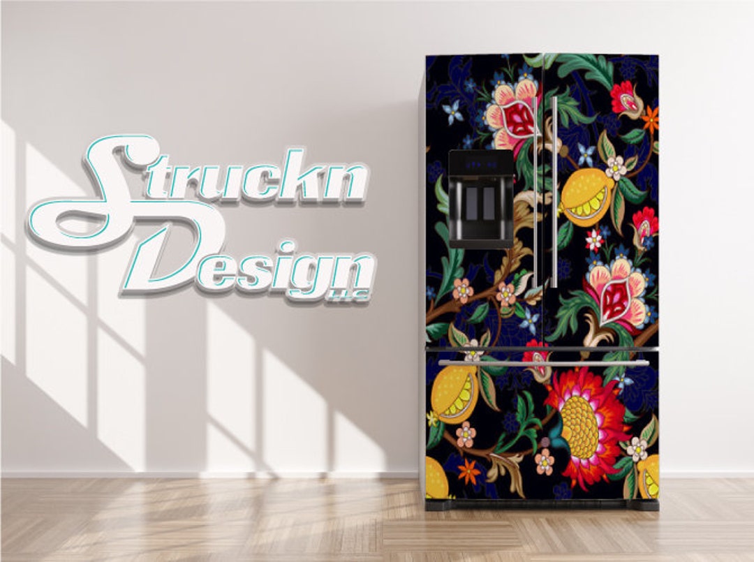 Abstract Texture Floral Flowers Traditional Refrigerator Fridge Freezer ...