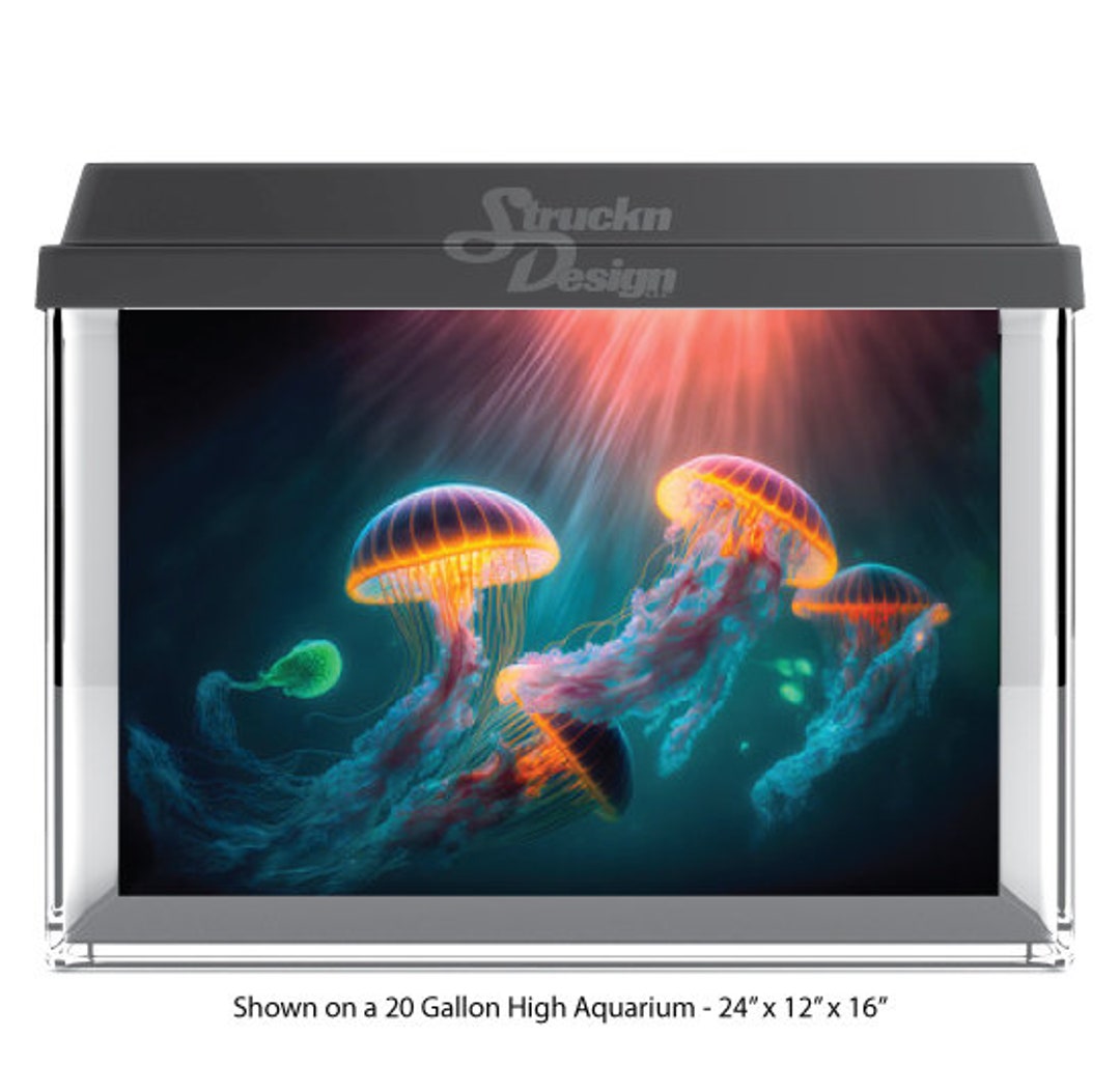 Neon Pink Colorful Jellyfish Water Underwater 10mil Polyester Fish Tank ...