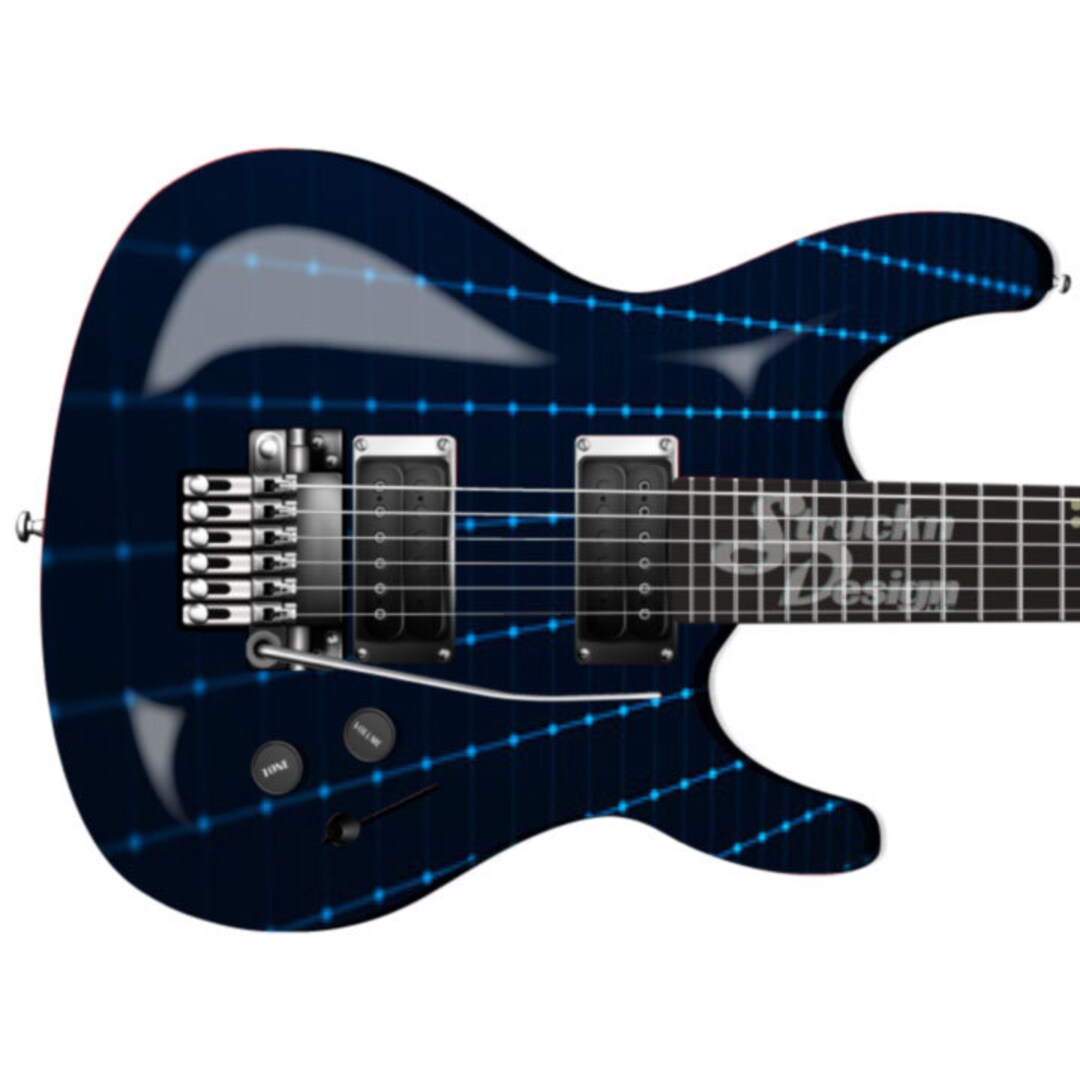 Glowing White Grid Tech Style Guitar Bass Metal Vinyl Wrap Skin Decal ...