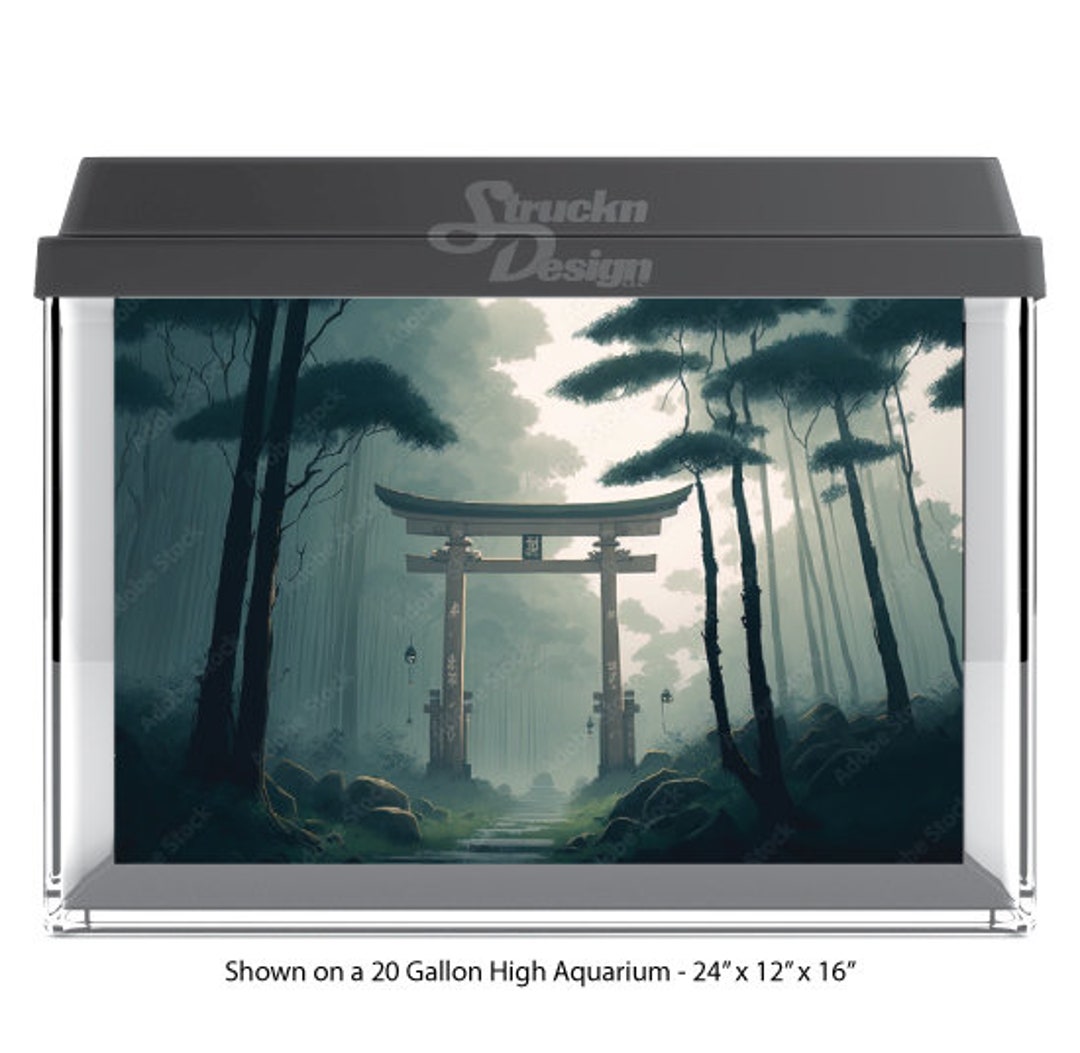 Foggy Forest Japanese Torii Arch 10mil Polyester Fish Tank Glass ...