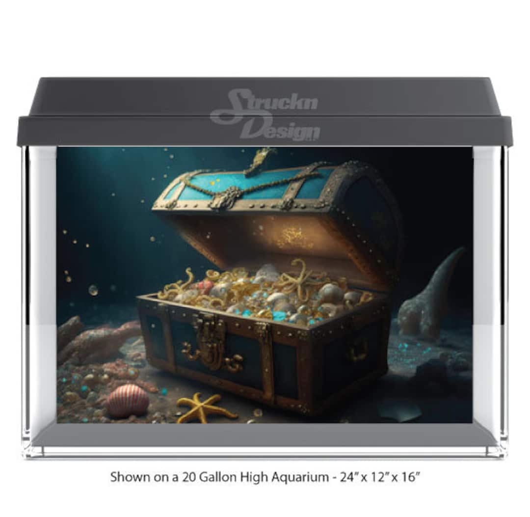Sea Treasure Chest Ancient Water Underwater 10mil Polyester Fish Tank ...