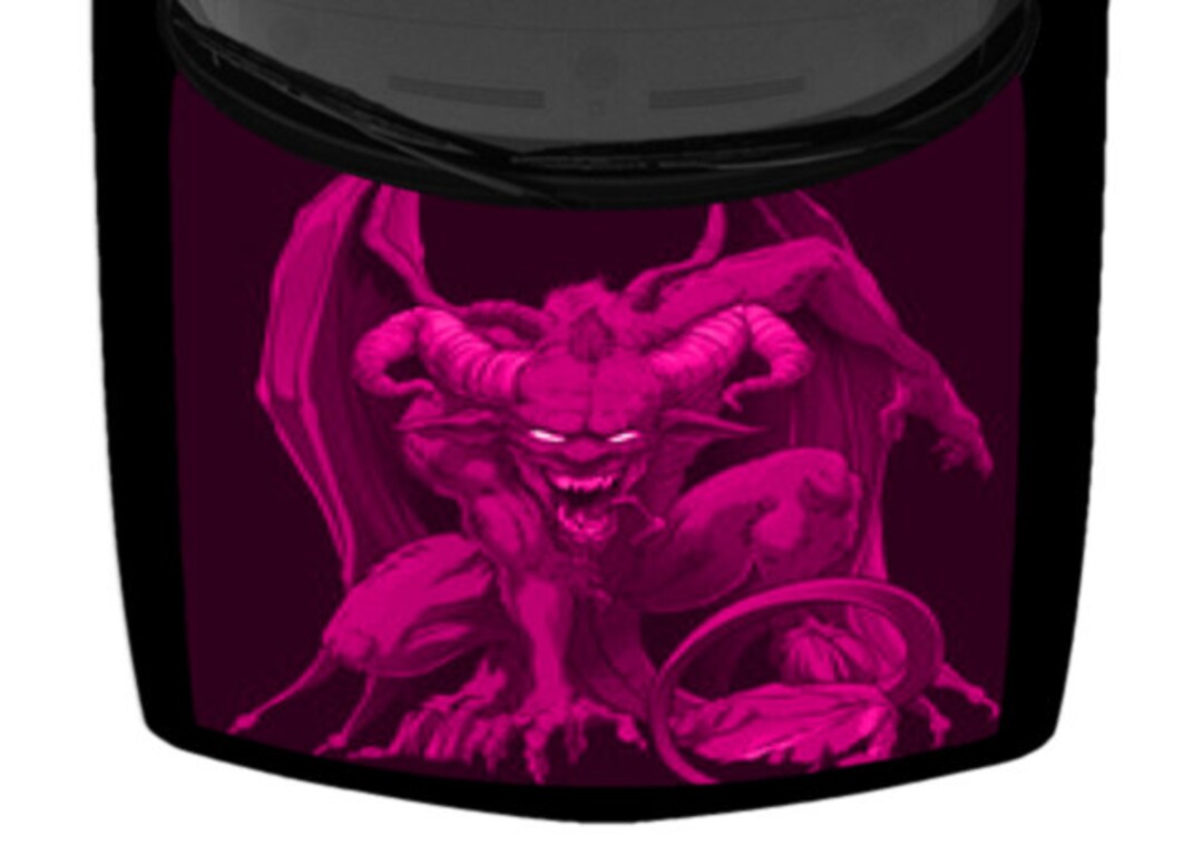 Horned Demon Winged Devil Satan Hot Pink Crouching Teeth Pickup Car ...