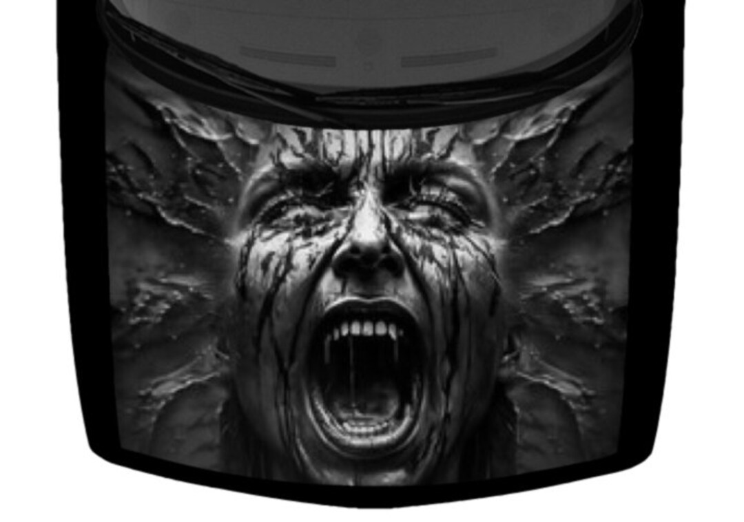 Scary Screaming Face Women Dark Grayscale SUV Van Car Pickup Truck Hood ...