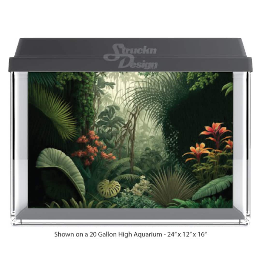 Dark Green Forest Trees Ferns Flowers Leaves 10mil Polyester Fish Tank ...