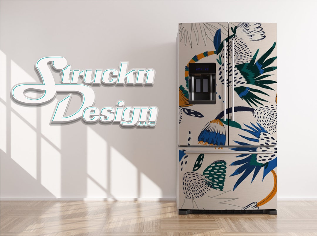 Modern Abstract Exotic Floral Flower Pattern Refrigerator Fridge ...