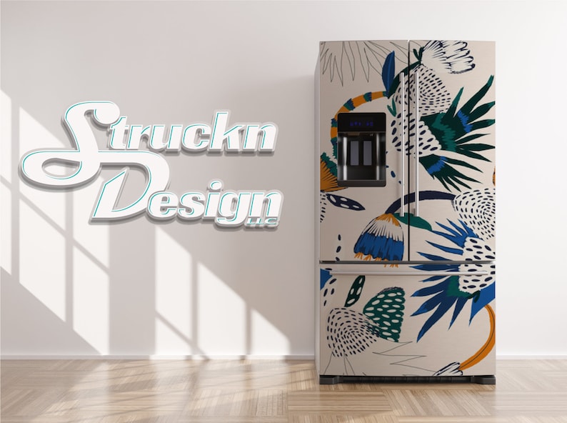 Modern Abstract Exotic Floral Flower Pattern Refrigerator - Etsy