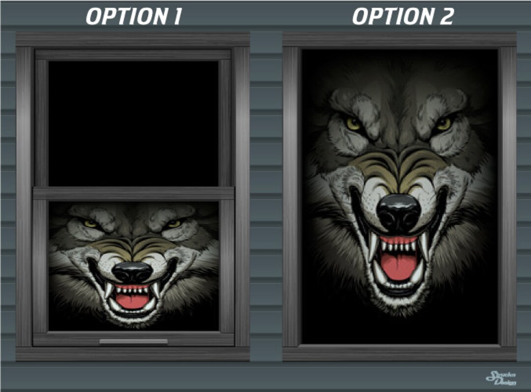 Angry Fierce Werewolf Wolf Horror Dark Window Backlit Wall Backdrop ...