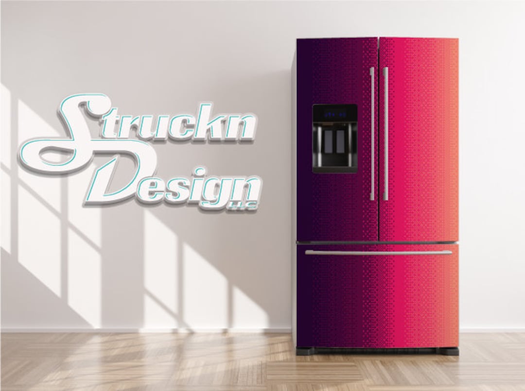 Maroon Pink Beige Shades Pixel Art Deco Retro Refrigerator Fridge ...