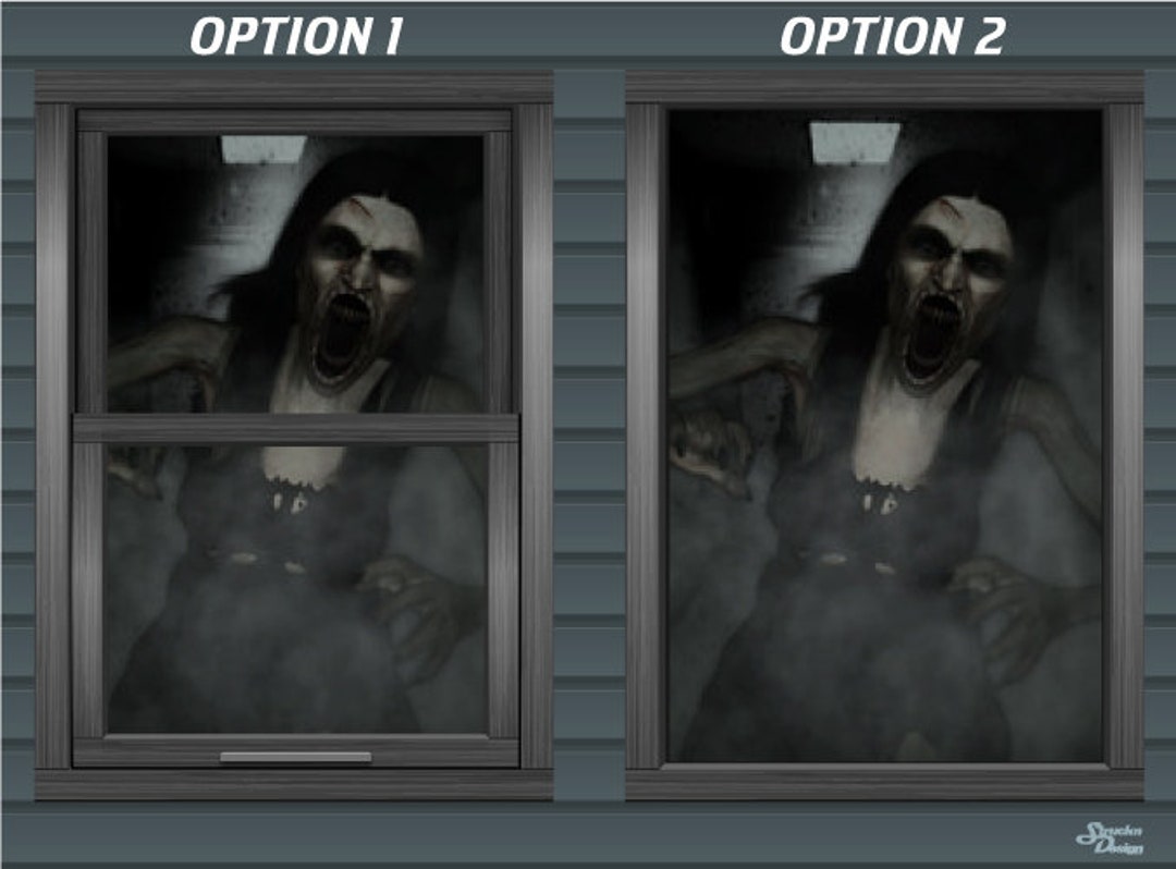 Horror Screaming Scary Woman Ghost Dark Window Backlit Wall Backdrop ...