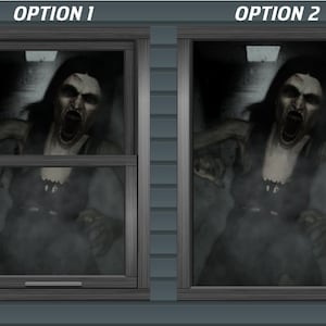Horror Screaming Scary Woman Ghost Dark Window Backlit Wall Backdrop ...