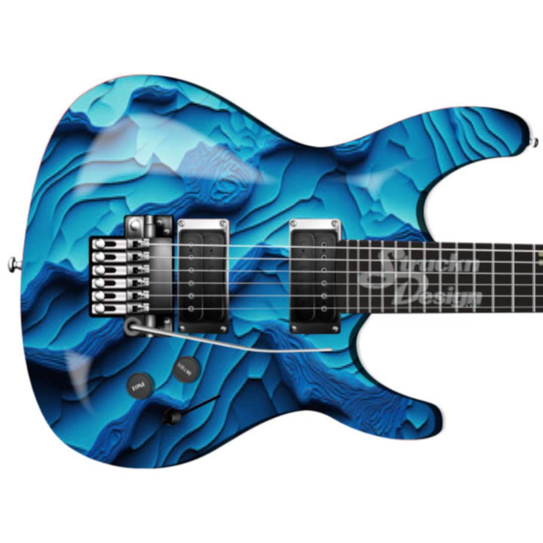 Cyan Paint Vibrant Blue Layered Guitar Bass Metal Vinyl Wrap Skin Decal ...