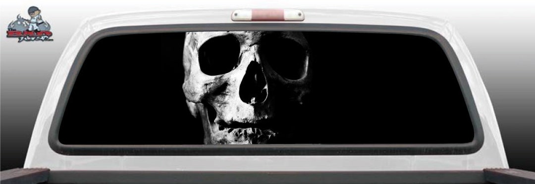 Dark Skull Shadow Glass Rear Window Decal Graphic Truck Perf Vinyl ...