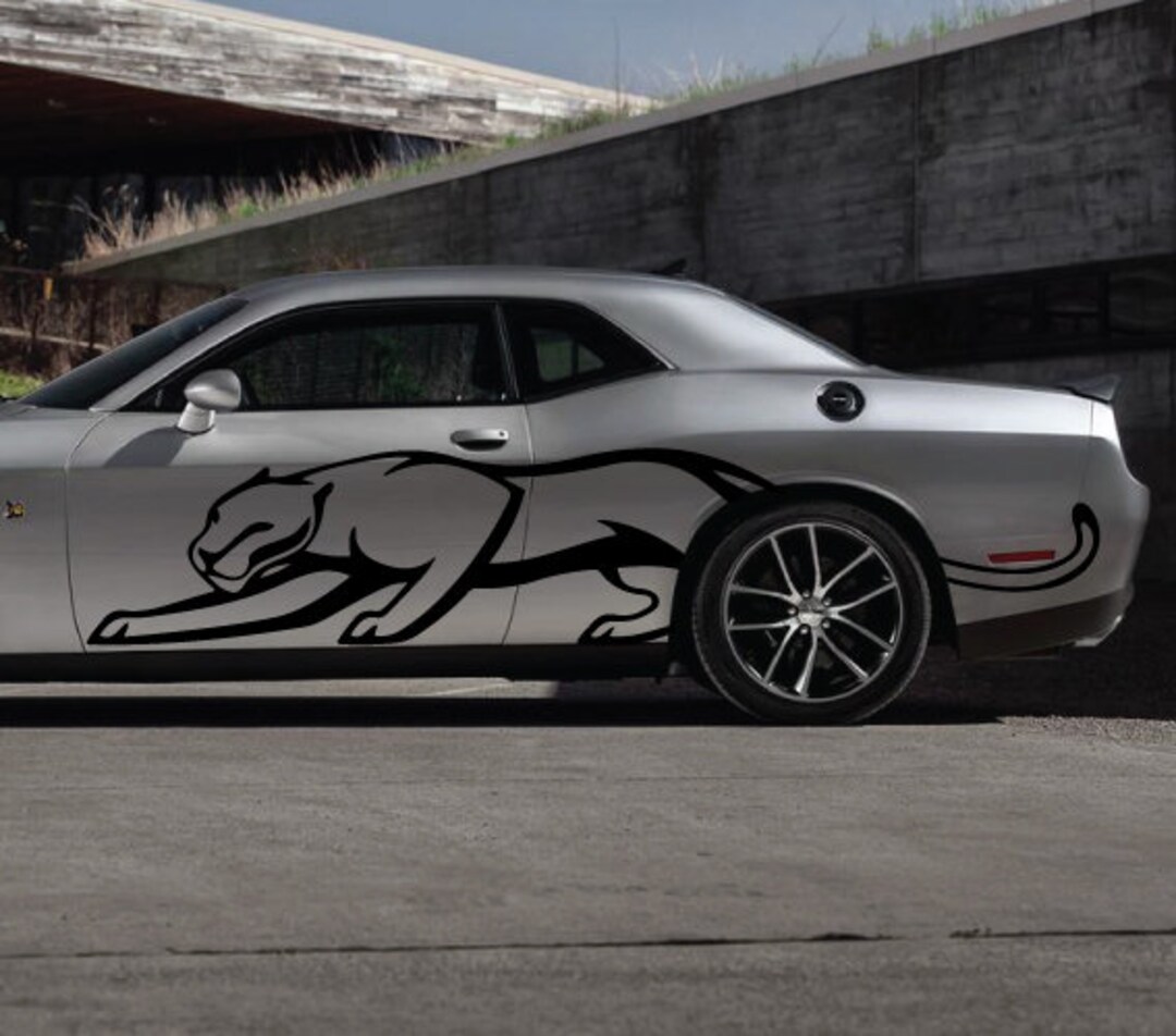 Big Hunting Cat Fits Dodge Challenger Tattoo Design Grunge Tribal Door ...