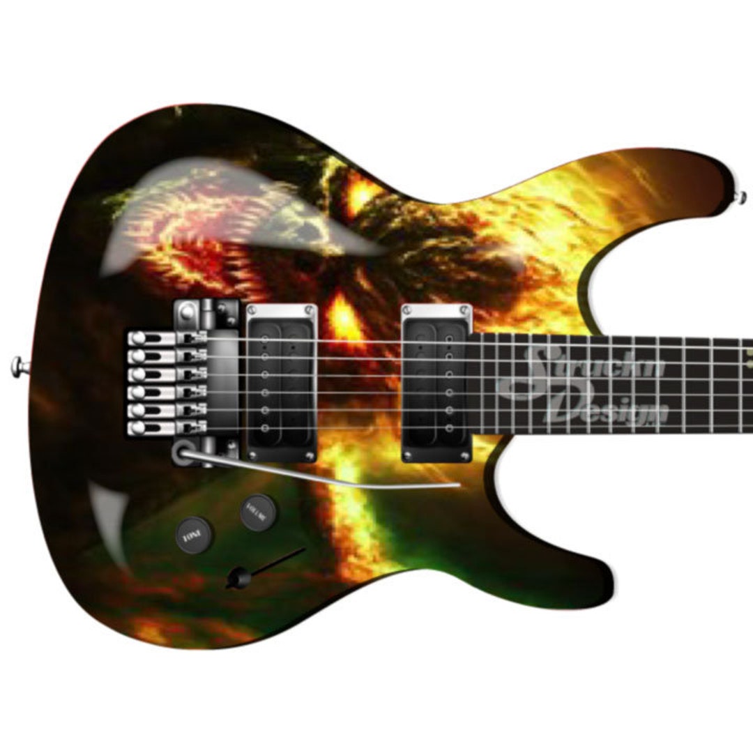 Demon Green Horror Gremlin Flames Guitar Bass Metal Vinyl Wrap Skin ...