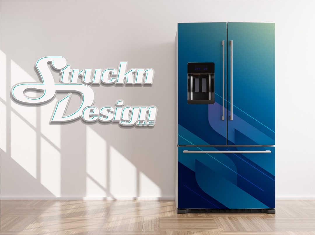 Green Blue Gradient Graphic Shapes Refrigerator Fridge Freezer Wrap ...