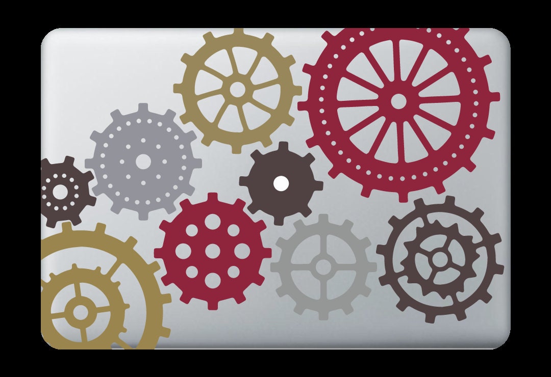 Gears Cogs Computer Laptop Design Vinyl Decal Sticker USA Skin Wrap ...