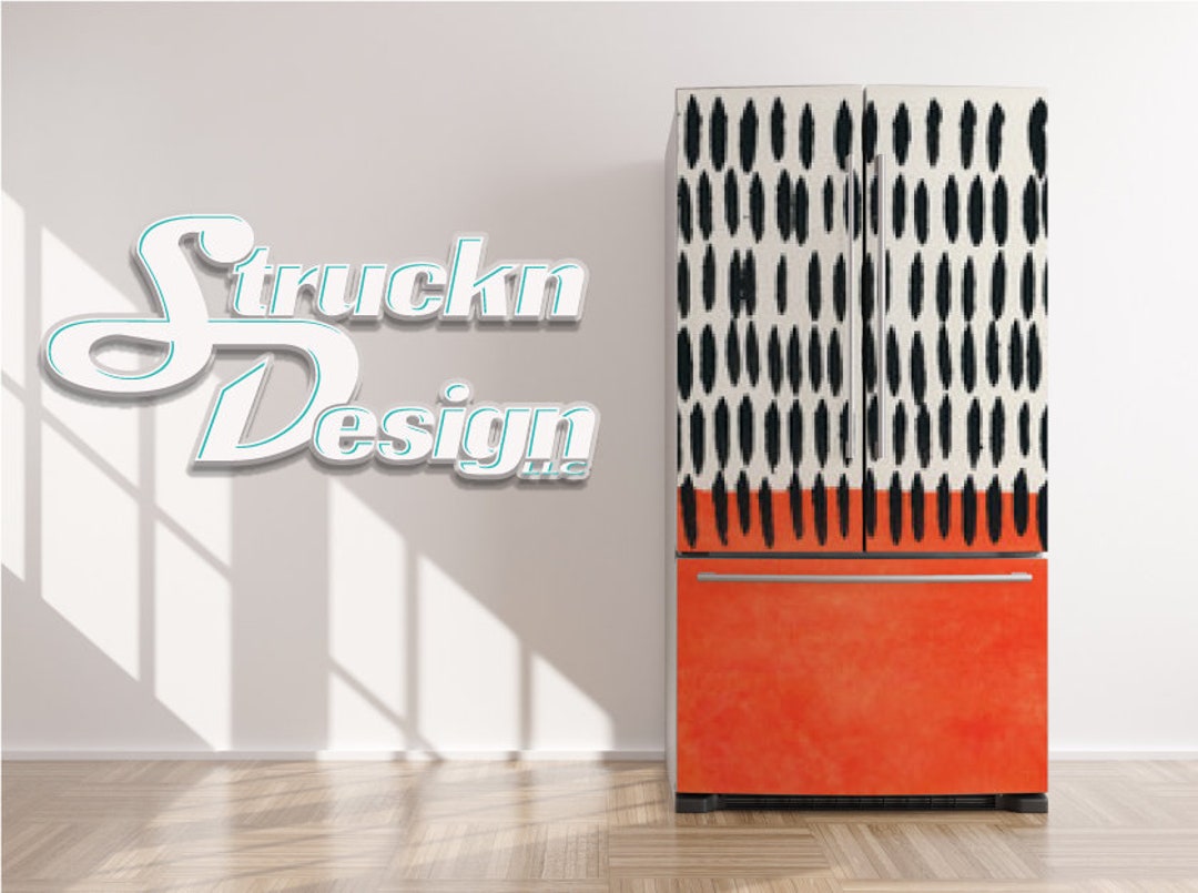 Rustic Black Dot Red Orange Grain Design Refrigerator Fridge Freezer ...