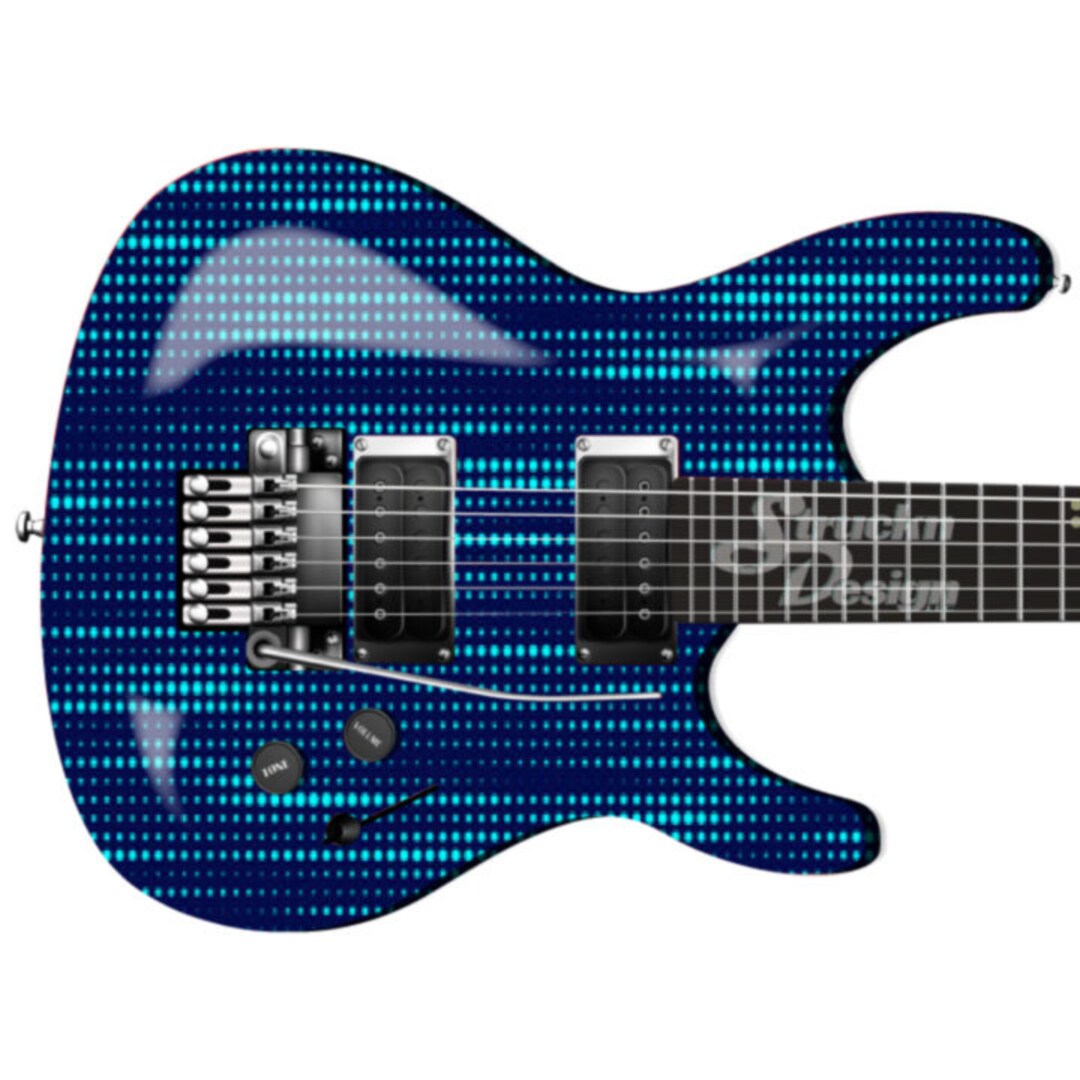 Blue Tech Cyan Blue Spots Line Guitar Bass Metal Vinyl Wrap Skin Decal ...