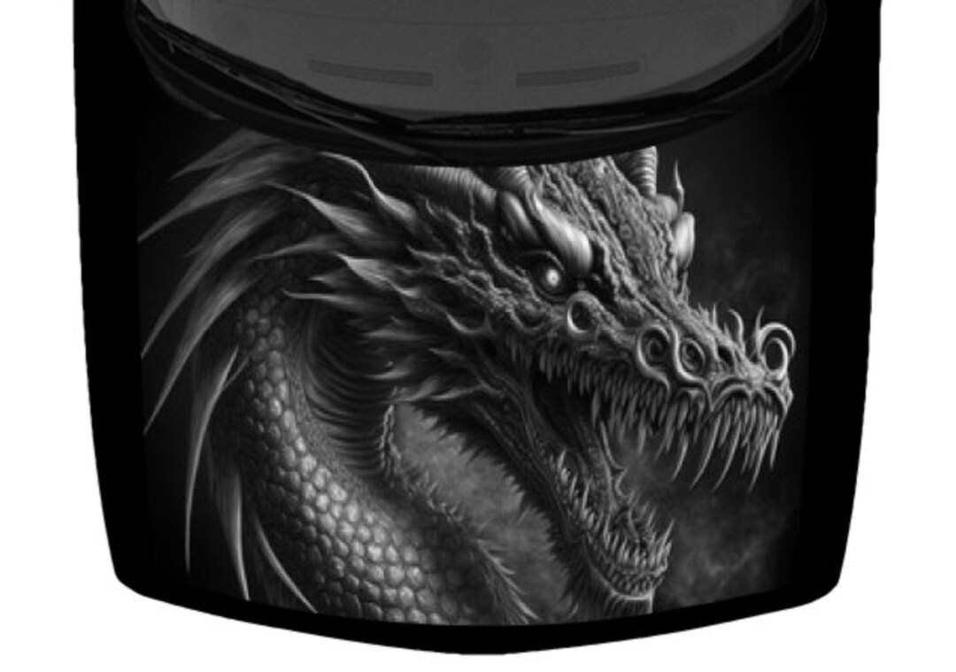 Grayscale Slithering Snake Dragon Design SUV Van Car Pickup Truck Hood ...