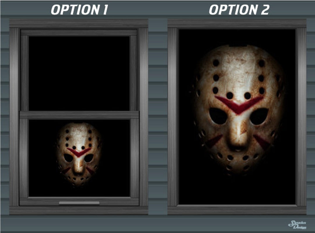 Scary Hockey Mask in Grunge Dark Horror Window Backlit Wall Backdrop ...